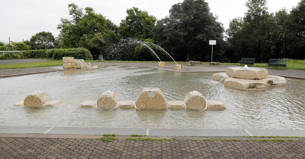Wasserspielplatz im Mainzer Hartenbergpark außer Betrieb